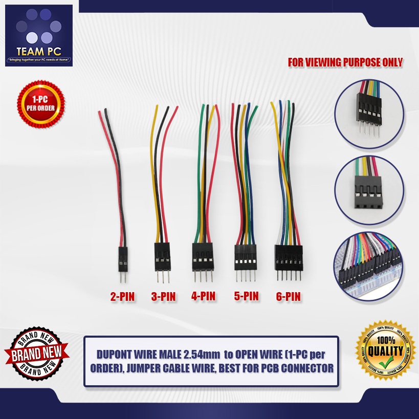 TEAM PC DUPONT WIRE MALE 2.54mm to OPEN WIRE (1-PC per ORDER), JUMPER ...