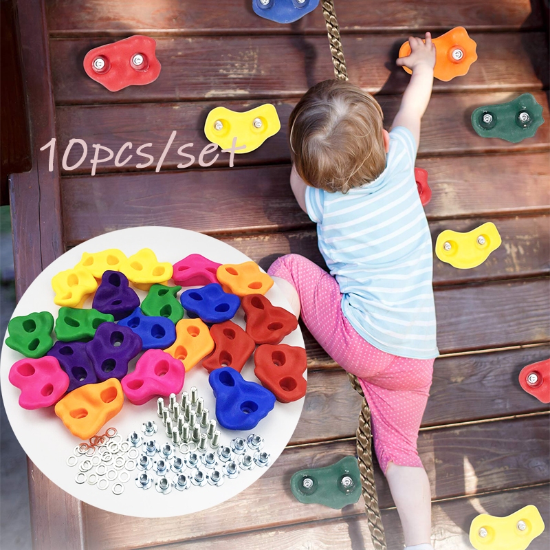 10Pcs Climbing Holds Rock Indoor and Outdoor Rock Wall Climbing Kit ...