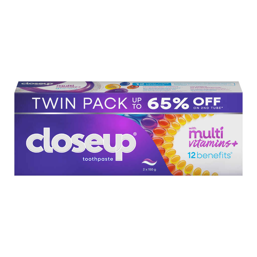Closeup Toothpaste with 12 Benefits Multivitamins+ 150g Twin Pack ...