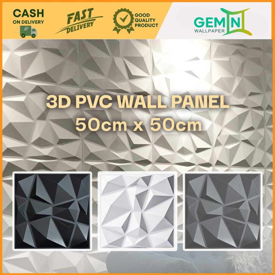 50x50 3D PVC Decorative Wall Panel Mural Waterproof Fireproof | Shopee ...