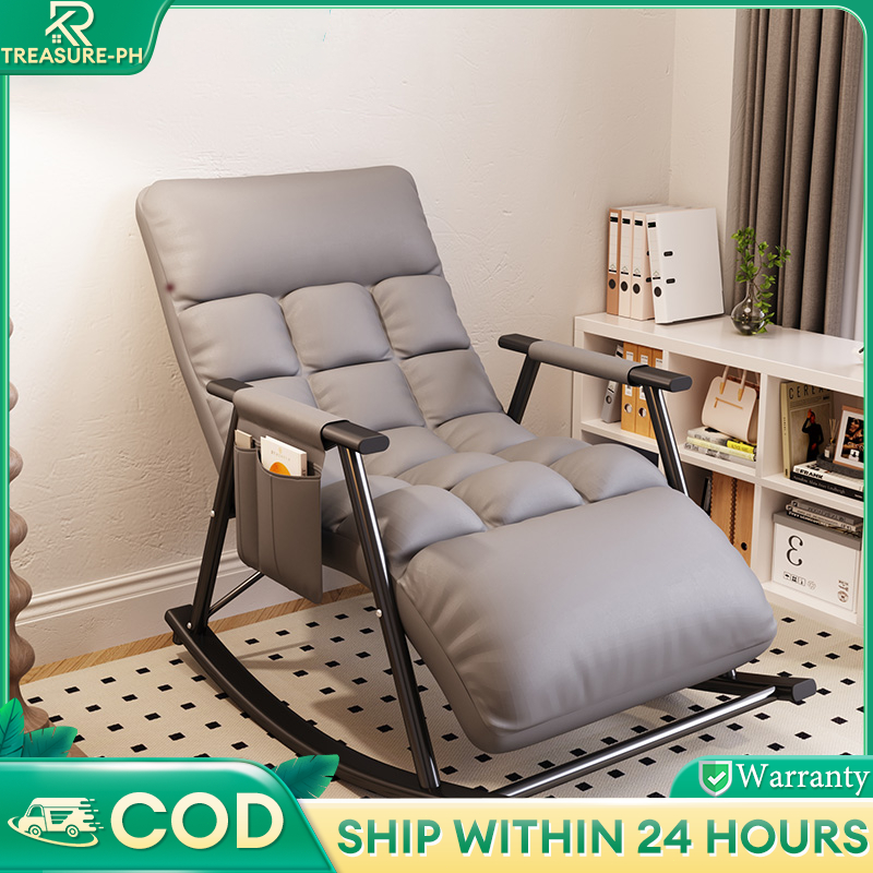 Lazy Rocking Chair White/Orange/Grey Adjustable Bedroom Leisure ...