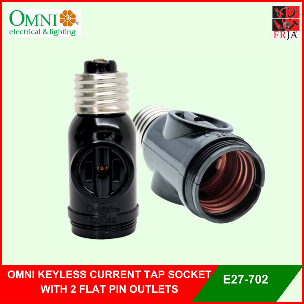 OMNI E27-702 1 PC KEYLESS CURRENT TAP SOCKET WITH 2 FLAT PIN OUTLETS ...