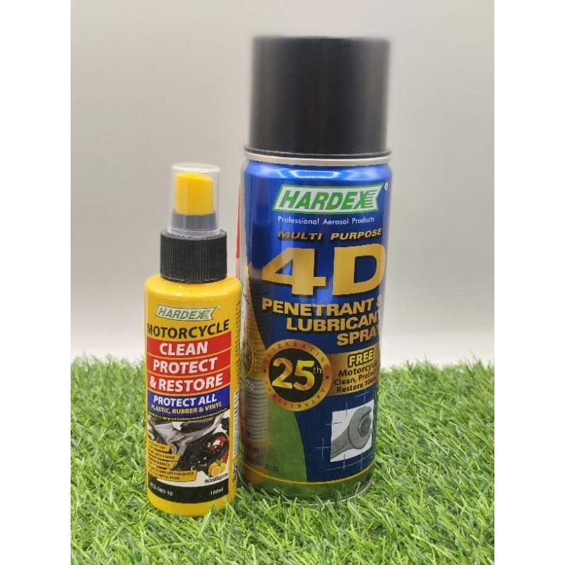 HARDEX 4D PENETRANT & LUBRICANT SPRAY 400ML W/ FREE MOTORCYCLE CLEAN ...