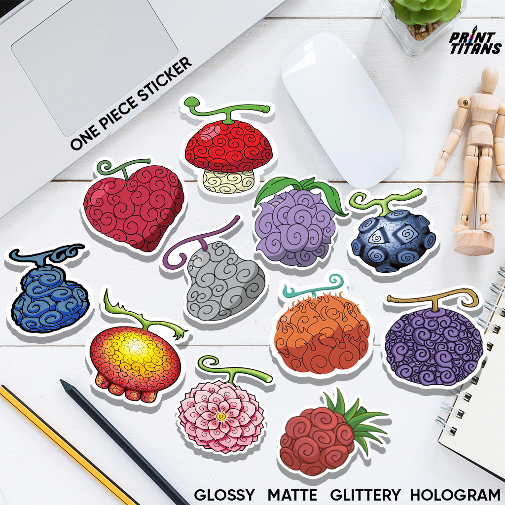 One Piece Devil Fruit Sticker Vinyl Waterproof Glossy Matte Glittery ...