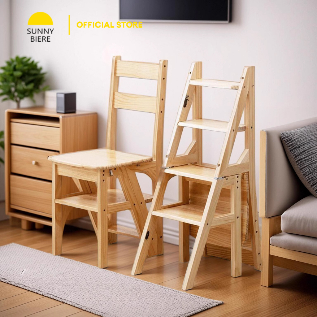 SUNNY BIERE Wooden Chair Bamboo Wood/Brown Ladder Changing Chair ...