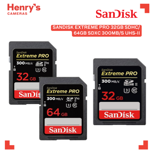 SANDISK EXTREME PRO 32GB SDHC/ 64GB SDXC 300MB/S UHS-II MEMORY CARD - HENRY'S CAMERAS | Shopee ...