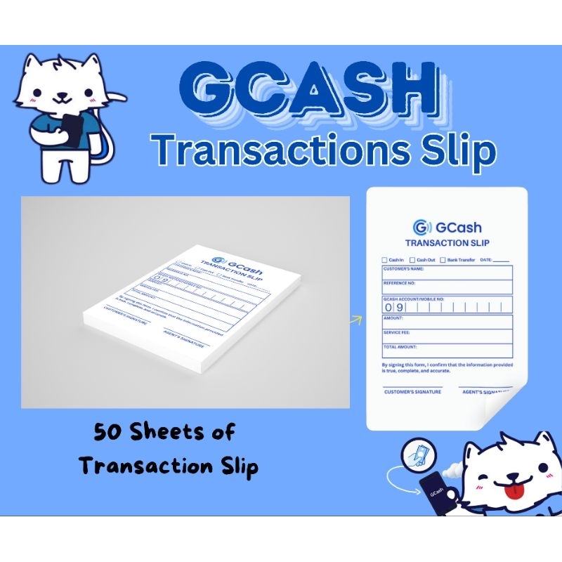 GCASH Transaction Slip 50 sheets A6 Size Machine Cut | Shopee Philippines