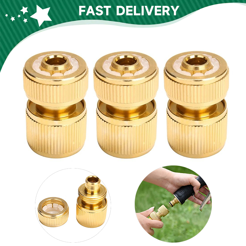 1/2" Brass Quick Connector Fitting Brass Hose Mender for Faucet Hose ...