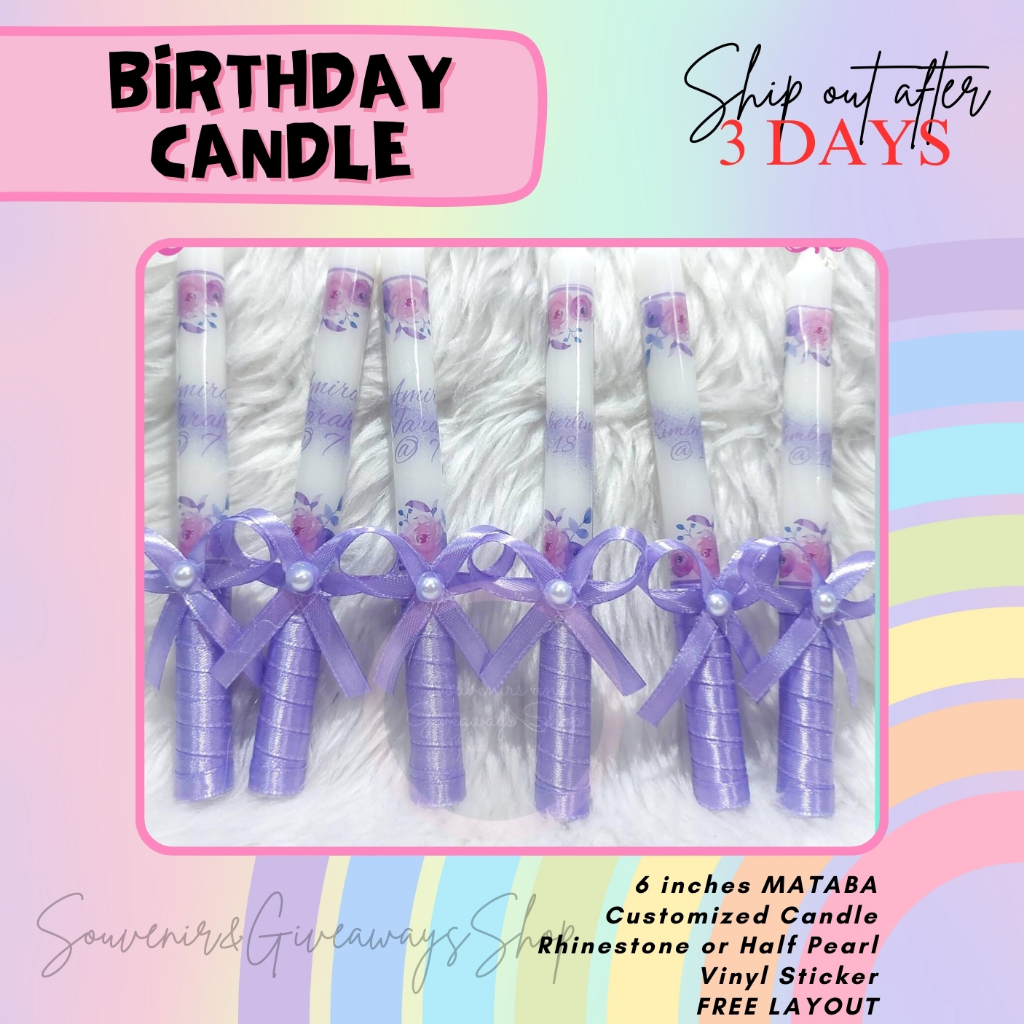 SNGshop | Baptismal Birthday Debut Candle (6 inches MATABA) READ ...