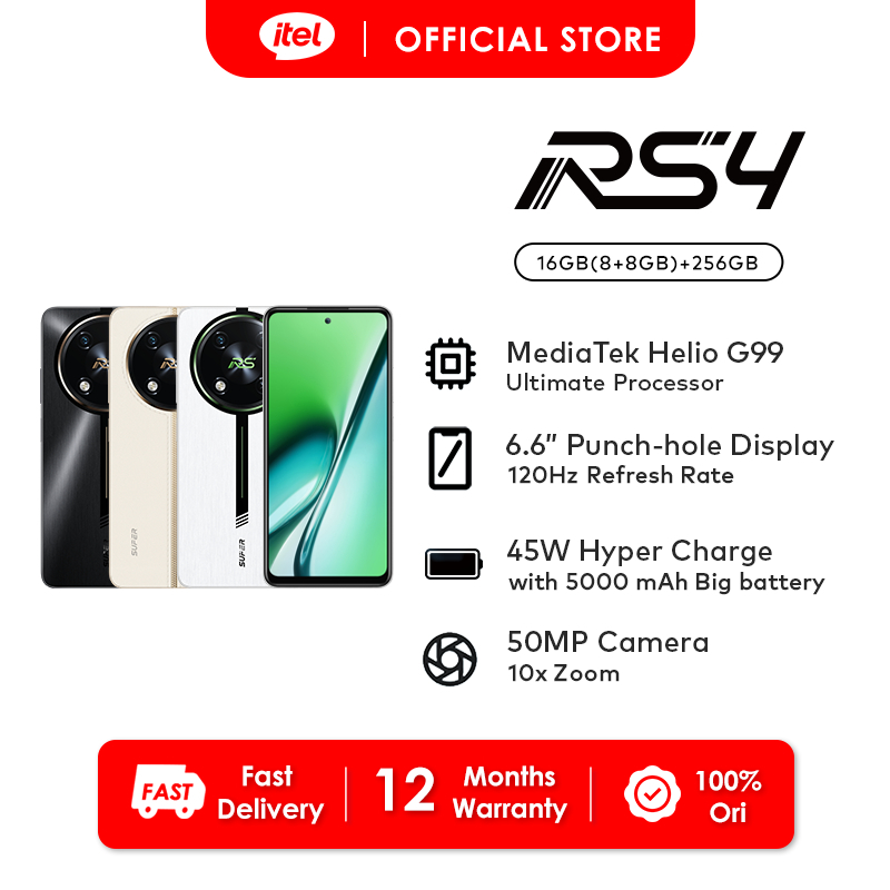 Itel RS4 RAM 16GB (8GB+8GB)+ROM 256GB | Helio G99 | 45W 5000mAh | 120hz Screen | Shopee Philippines