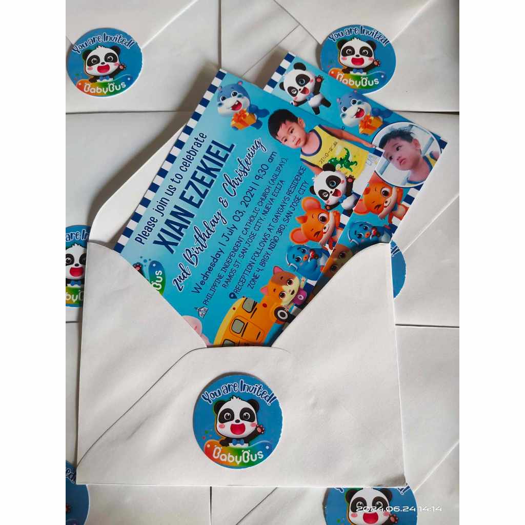 BABY BUS THEME INVITATION FOR BIRTHDAY CHRISTENING WITH COVER | Shopee ...