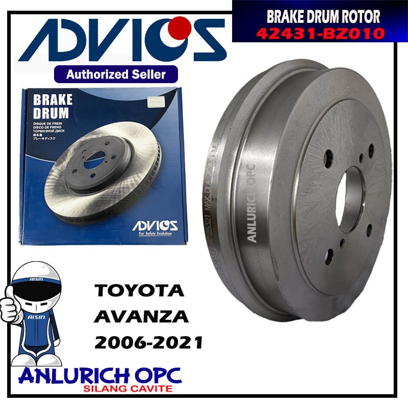 ADVICS BRAKE DRUM ROTOR TOYOTA AVANZA 2006-2021 Part no: 42431-BZ010 ...
