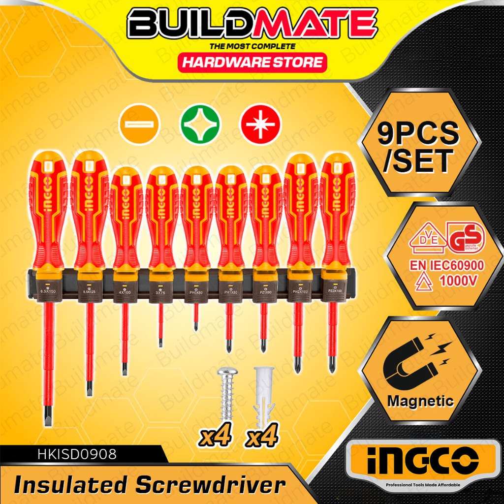 BUILDMATE Ingco 9PCS Insulated Screwdriver Set VDE Electrician Tool ...