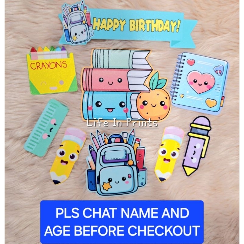 SCHOOL THEMED cake topper / Printed / Personalized with NAME and AGE ...
