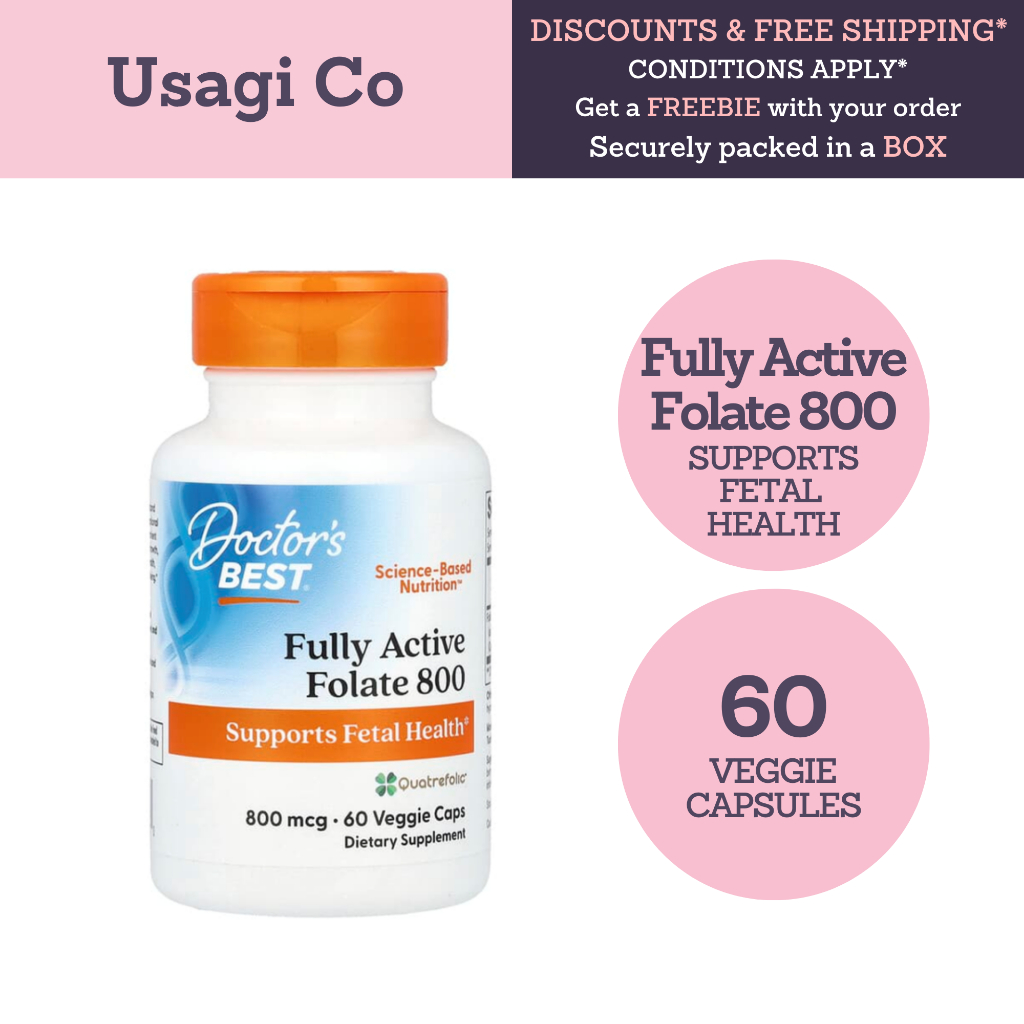 Doctor's Best Fully Active Folate with Quatrefolic, 800 mcg, Supports ...