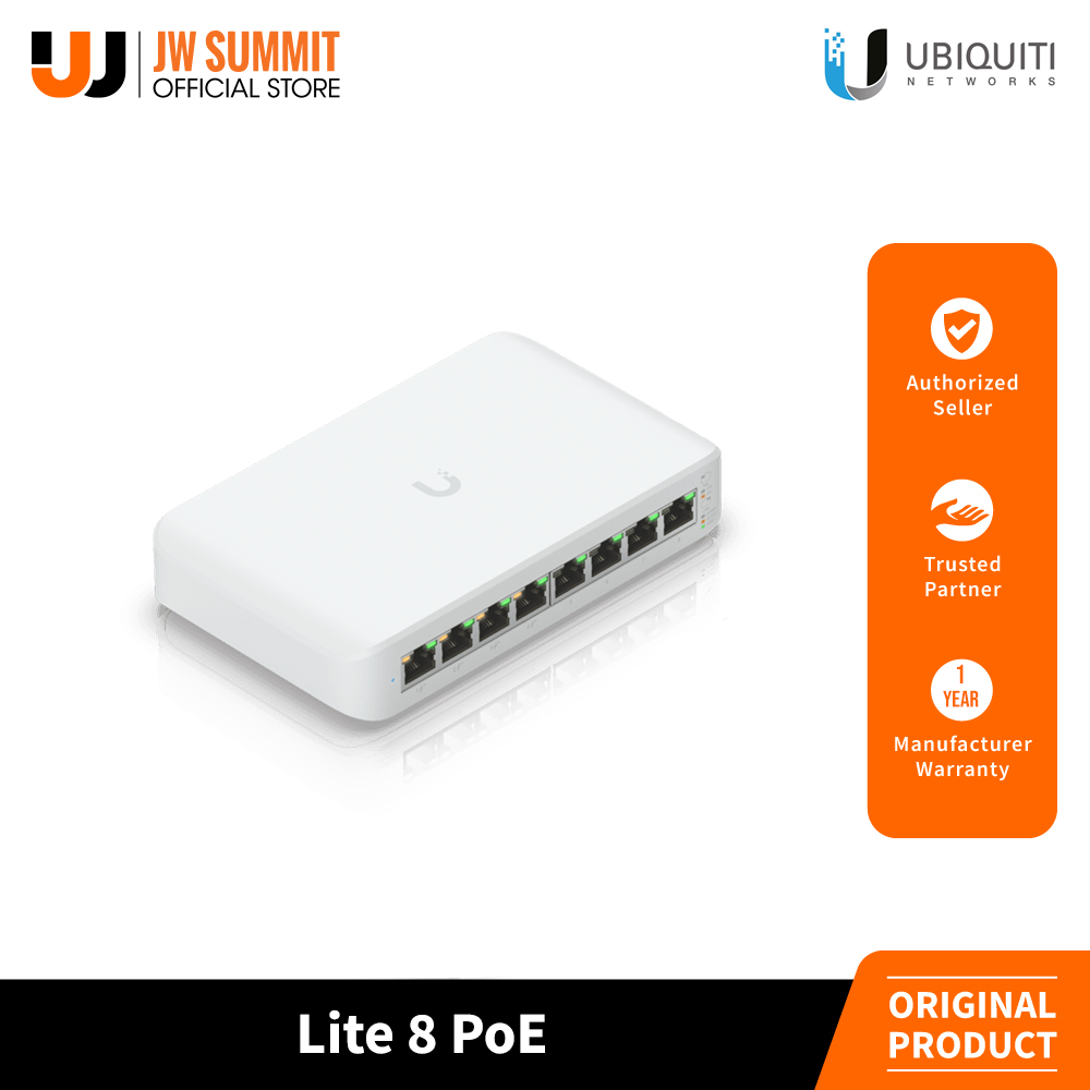 Ubiquiti Lite 8 PoE 8-Port Silent Fanless Cooling Layer 2 PoE Wall ...