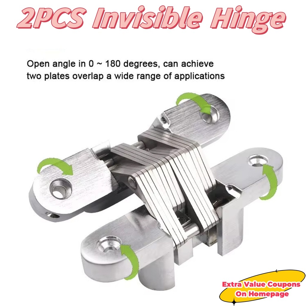 2PCS Invisible Hinge with Screws Hidden Conceal Cross Door Worktop ...
