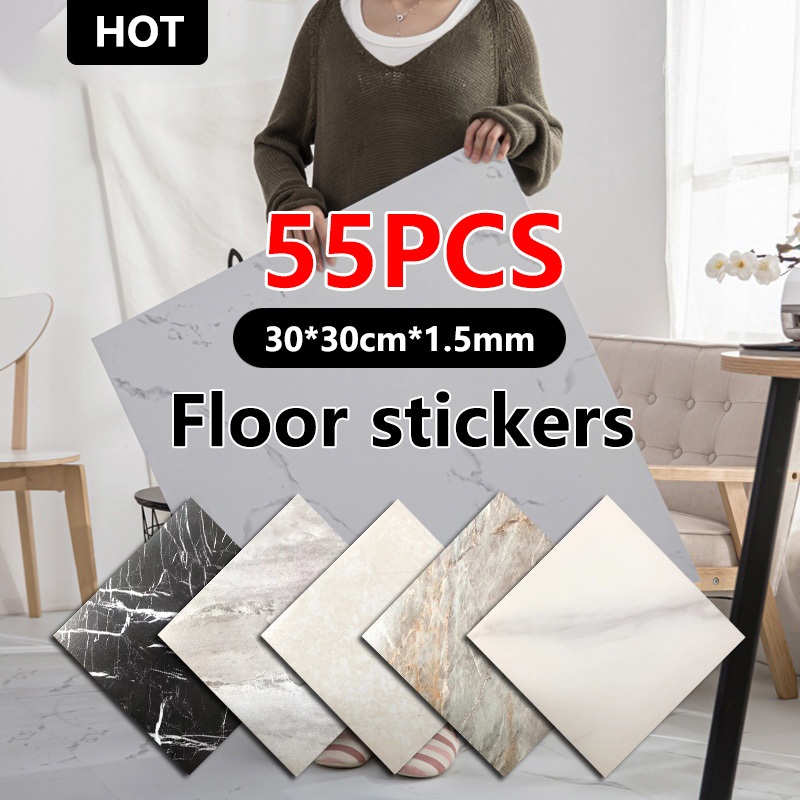 55pcs Vinyl tile floor sticker 30cm x 30cm Self Adhesive waterproof ...