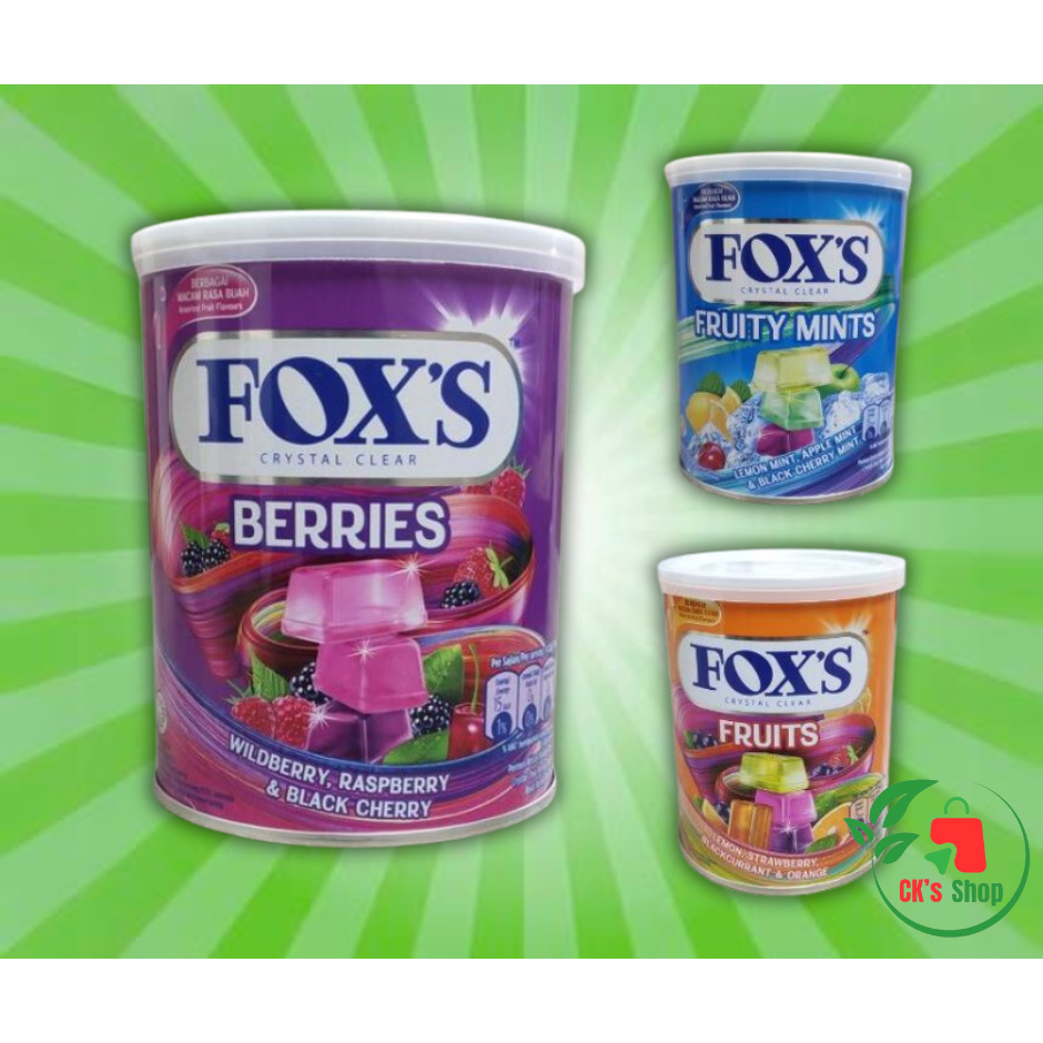 Fox's Crystal Clear Candy Canister in 3 flavors, Berries, Fruits ...