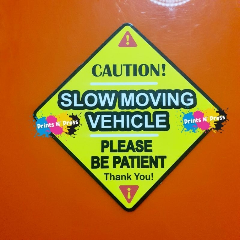 SLOW VEHICLE sign waterproof vinyl sticker. size is taken from top to ...