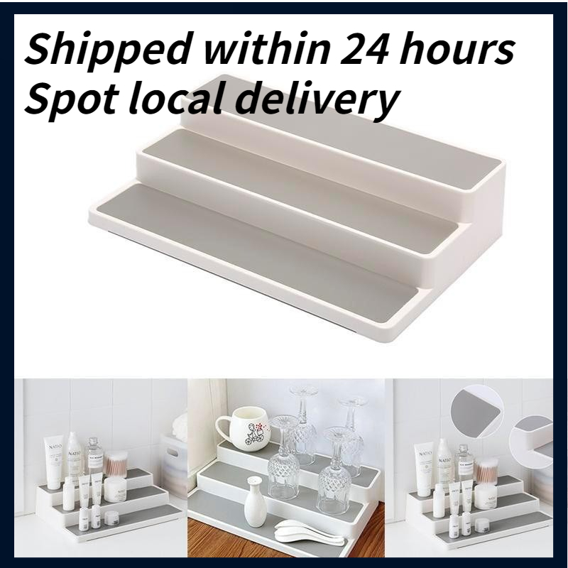 3 Tier Spice Seasoning Riser Display Rack Organizer Non-Slip Kitchen ...