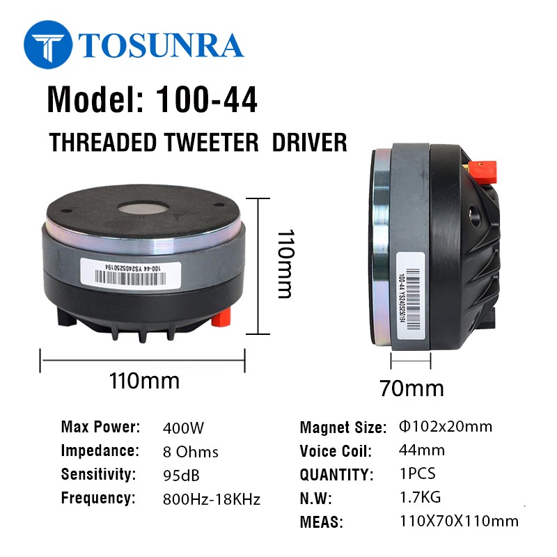 TOSUNRA TWEETER 150W/200W/400W 500W 8Ω Tweeter Driver Unit, Compression ...