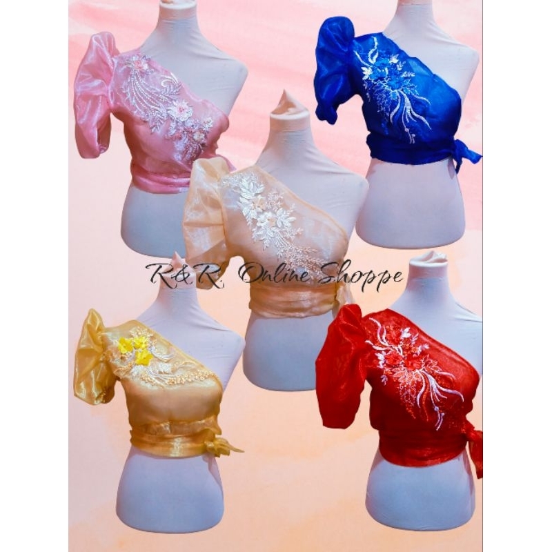 Modern Filipiniana Top/One Side Venus Cut w/Lace | Shopee Philippines