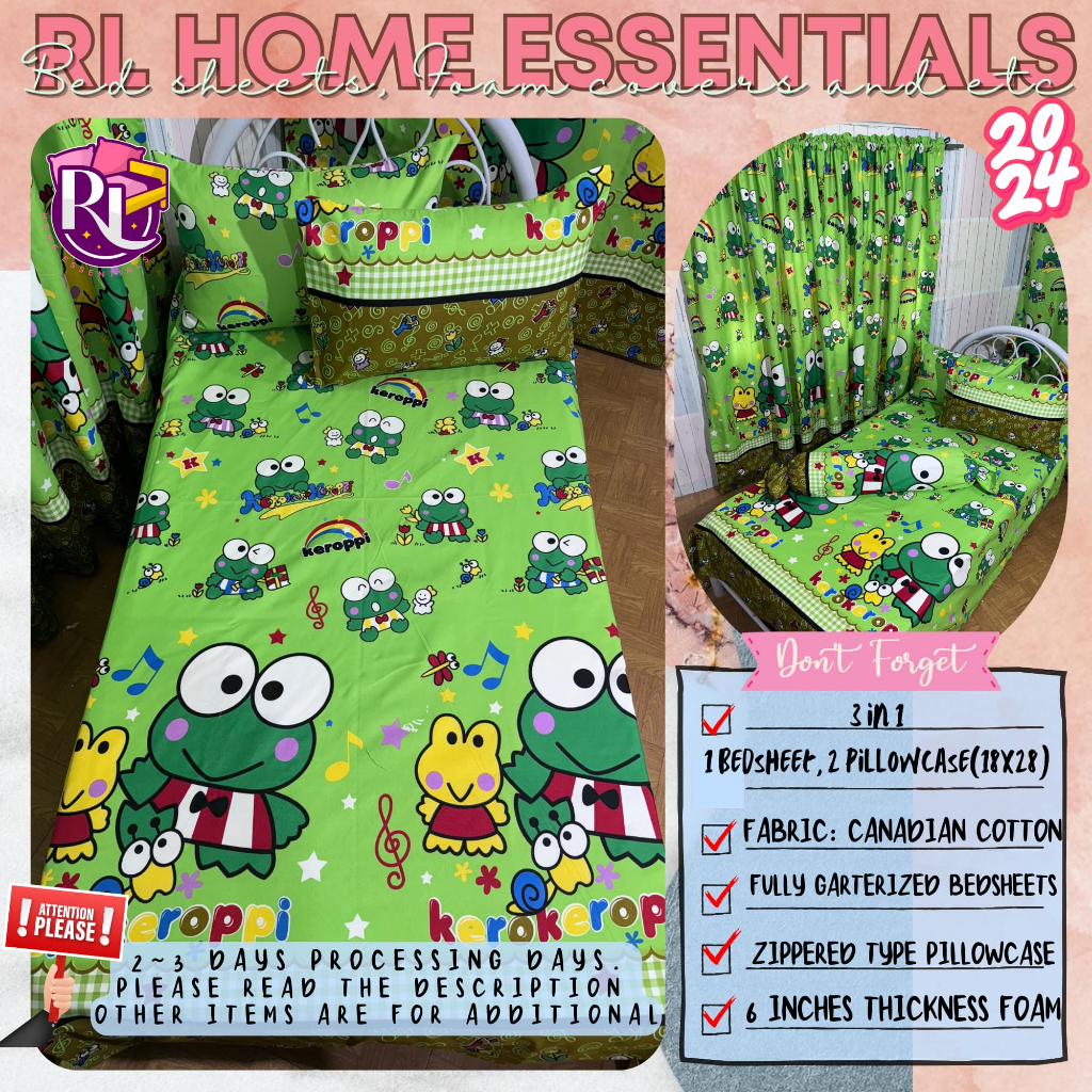 -(FROG KEROPPI) 3in1 RL FULLY GARTERIZED CANADIAN BEDSHEETS KEROPI ...