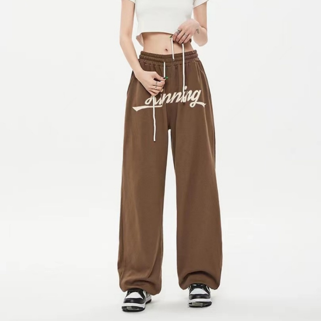 Stylish oversized plush letter design terry cotton jogger pants for ...