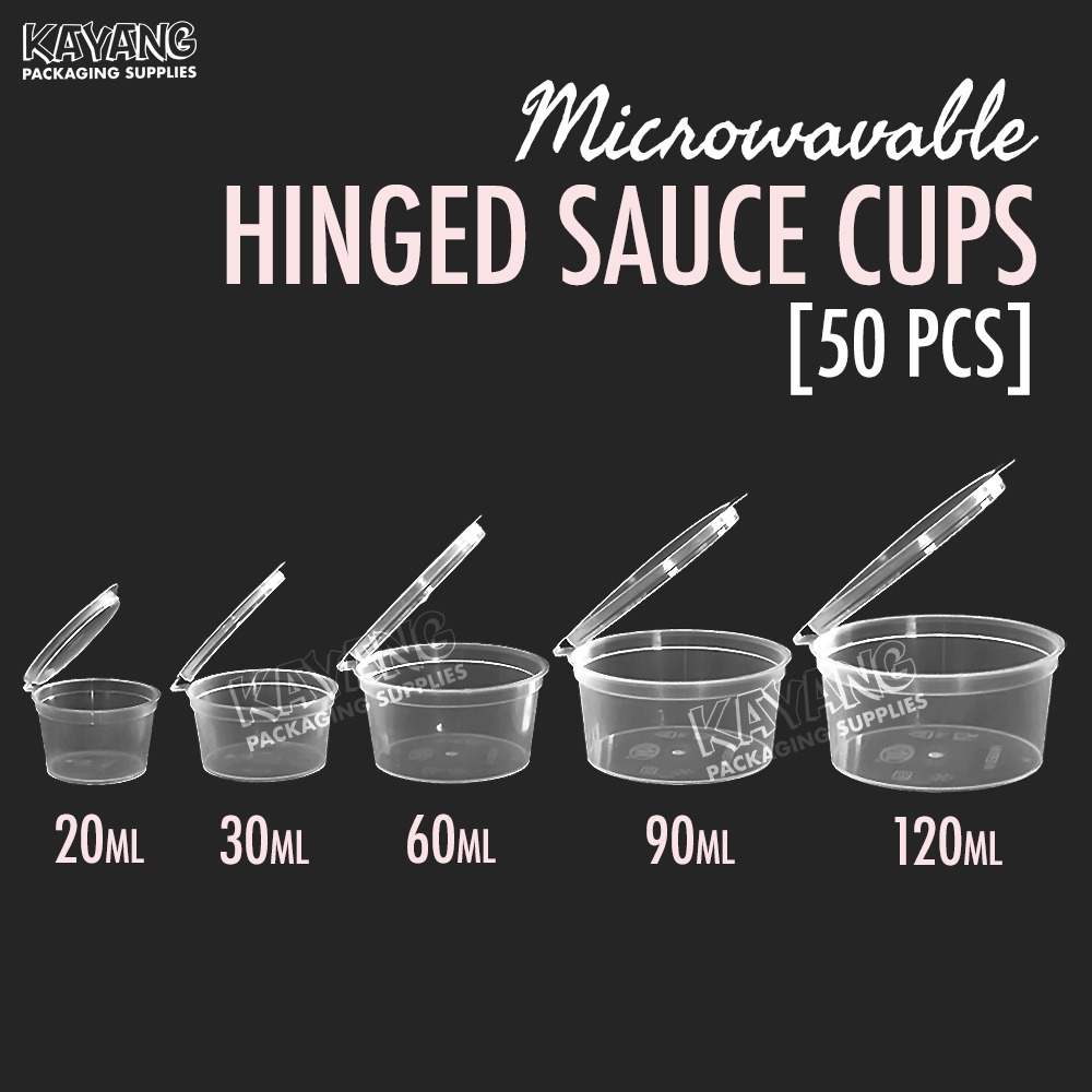 Hinged Sauce Cup [50 pcs] (DW) Microwavable 20ml / 30ml / 60ml / 90ml / 120ml | Shopee Philippines