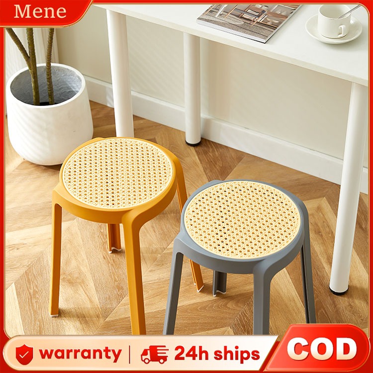 Thickened Nordic stools Pinwheel stools Rattan woven plastic stools breathable stool top 31*28 ...