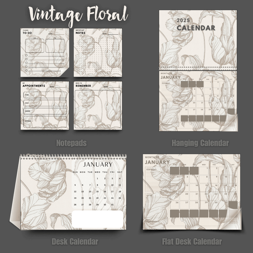 2025 CALENDARS PLANNERS NOTEPADS (Flat, Desk, Hanging, Notepad, Sticky ...