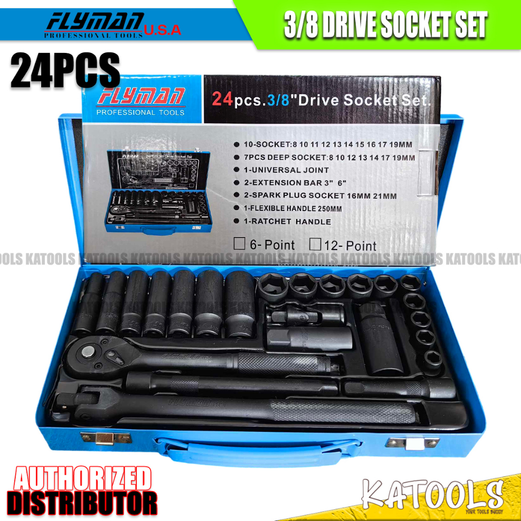 KATOOLS ~ Flyman 6 Point 24pcs 3/8 Inches Drive Socket Wrench Set | Shopee Philippines