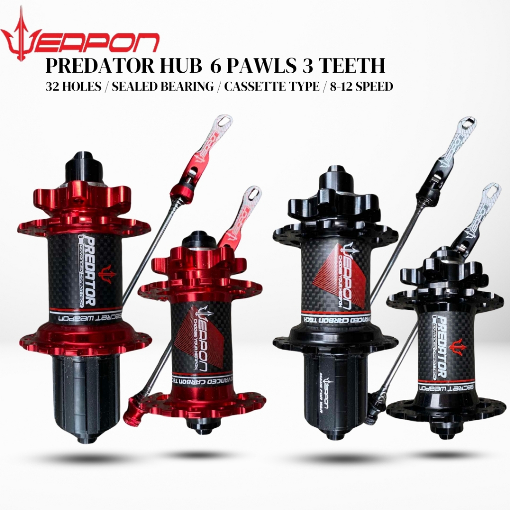 WEAPON PREDATOR CARBON HUBS 6 PAWLS/3 TEETH FOR MOUNTAIN BIKE BICYCLE ...