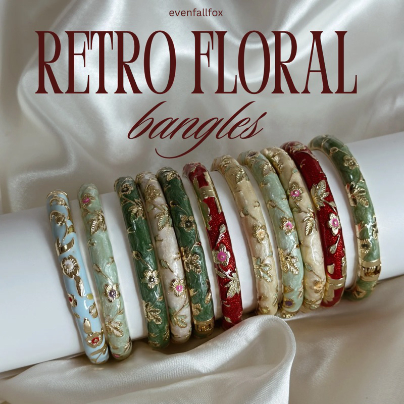 𝓥𝓲𝓷𝓽𝓪𝓰𝓮 𝓑𝓸𝓾𝓺𝓾𝓮𝓽𝓼 ༻ floral retro enamel bangles | cottagecore & flowers ...
