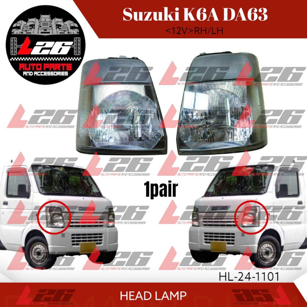 Suzuki Multicab Transformer DA63T Carry K6A Headlight Assembly HL-24 ...