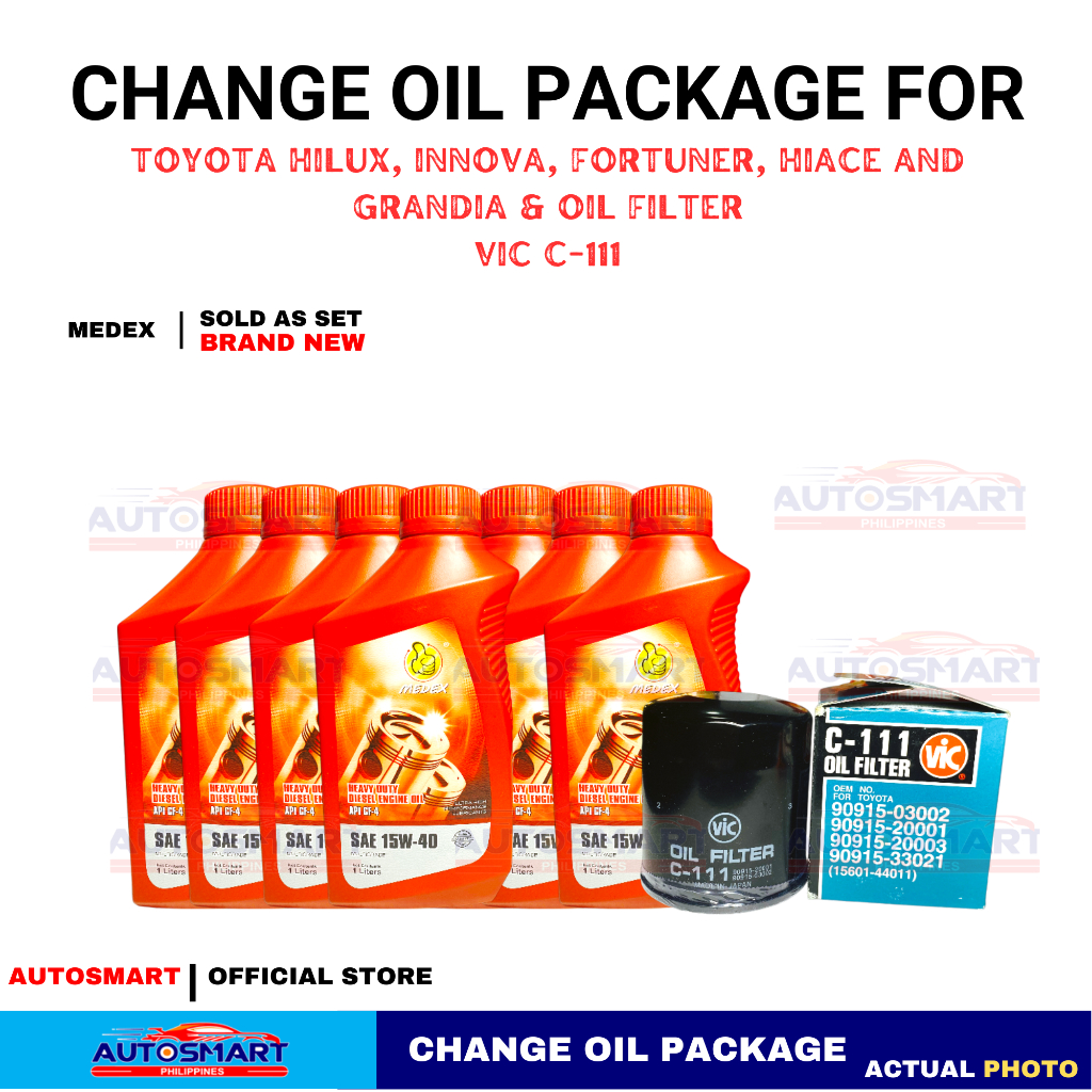 CHANGE OIL PACKAGE FOR TOYOTA HILUX, INNOVA, FORTUNER, HIACE AND ...