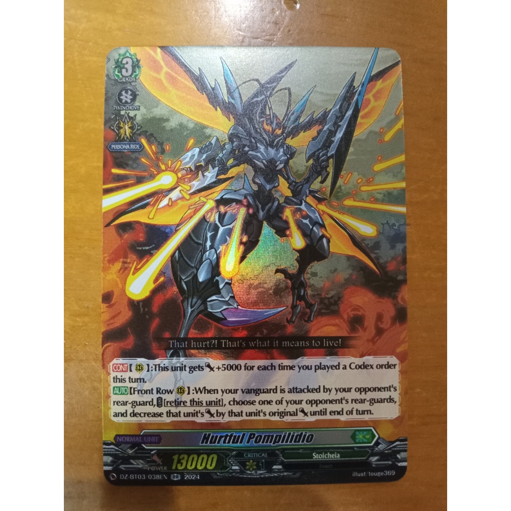 CFV Hurtful Pompilidio RR DZ-BT03 Stoicheia Cardfight Vanguard English | Shopee Philippines