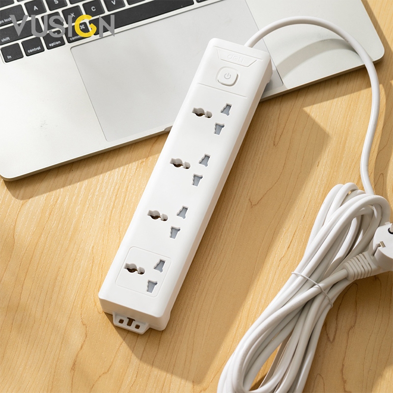 Deli Power Socket Extension Socket 4 Gang Power Strip 3M/5M Power Cord ...