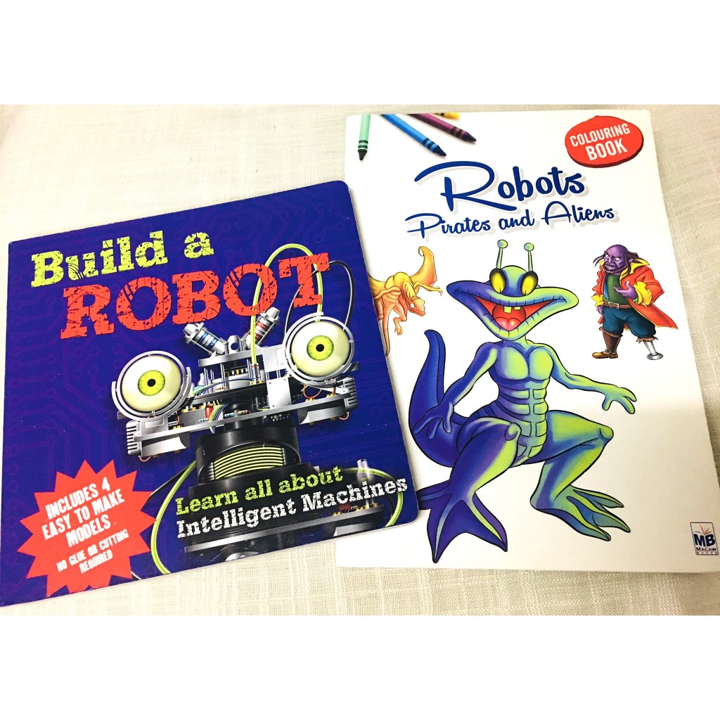Build a Robot Board Book with Robots, Prates and Aliens Colouring Book ...