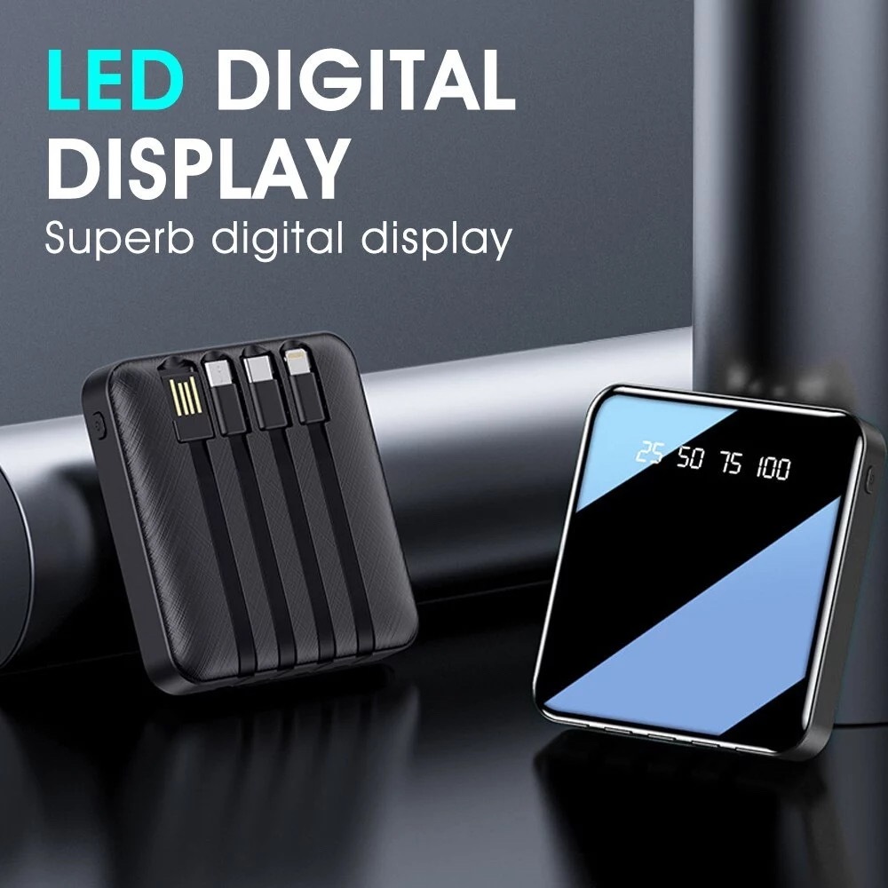 100% Sometimes 20000mAh PowerBank Built-in 4 Cable 2.1A Fast Charging ...