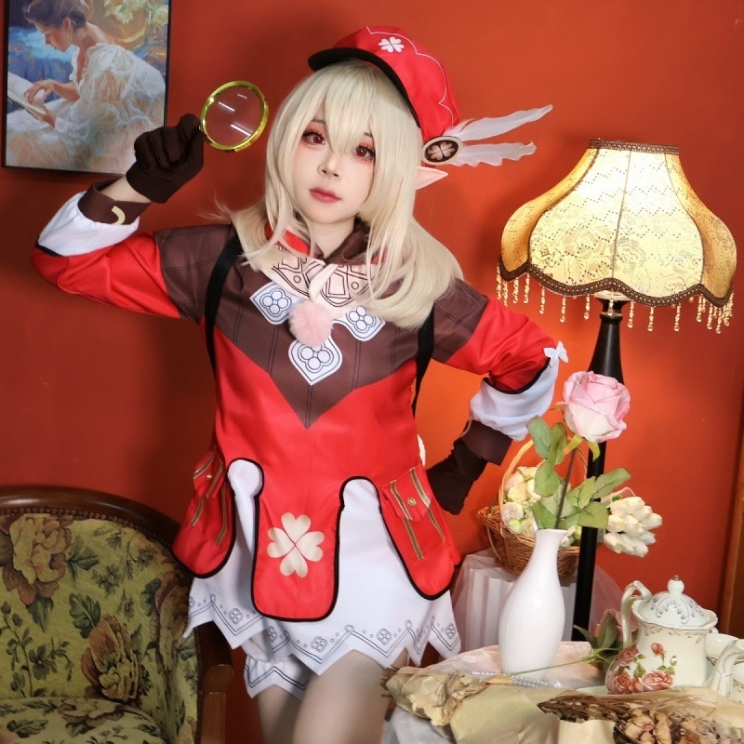 Genshin Impact Klee Cosplay Costume Wigs Loli Outfit Uniform Game Women ...