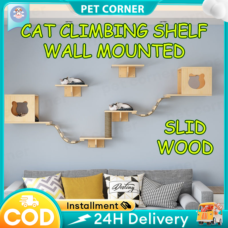 Cat Wall Climbing Shelves Wall Mounted Diy Wood Wall Cat Climbing Frame ...