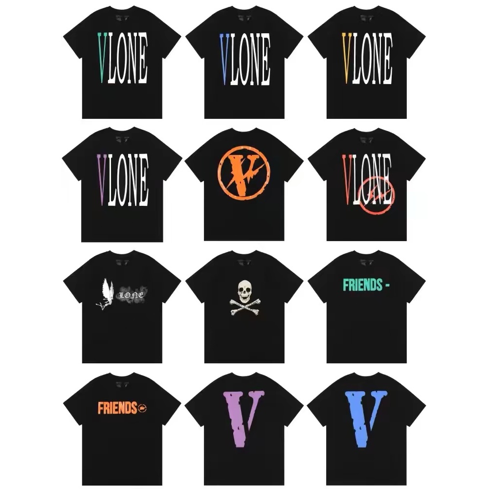 High street hip hop VLONE fast big V print T-shirt trendy cotton ...