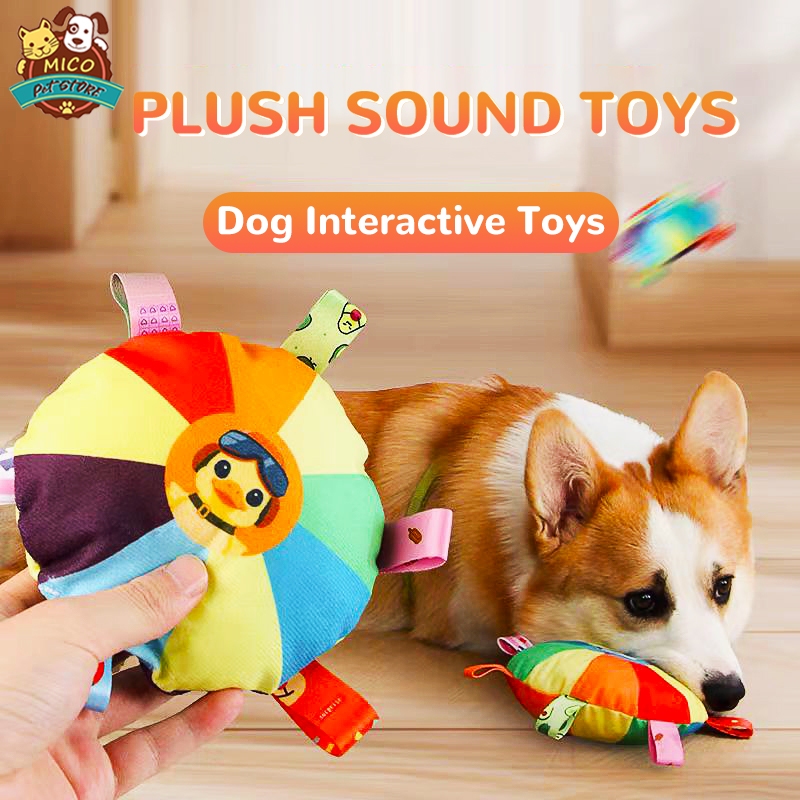 Pet Dog Toys Colorful Plush Bell Ball Toys Sounding Interactive Chew ...