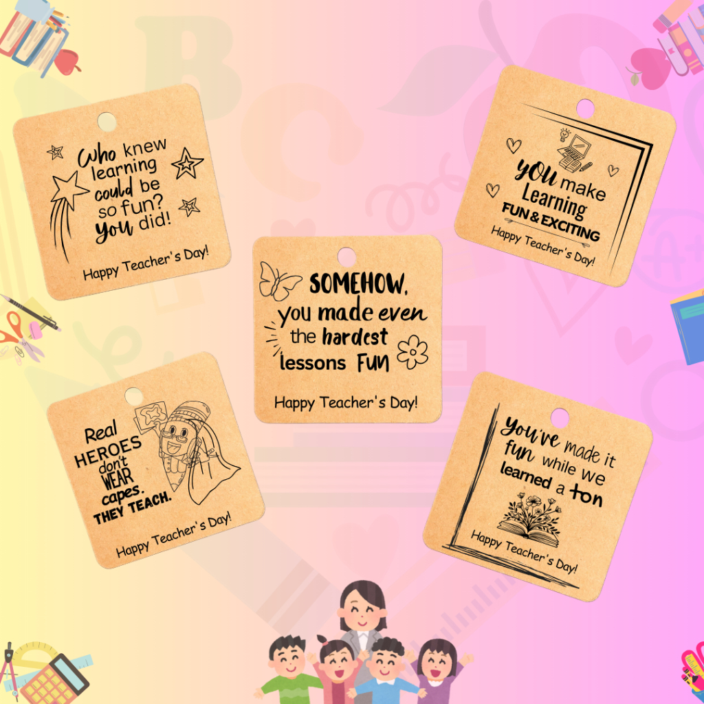 (5 Pieces) World Teacher's Day Kraft Paper Gift Tags SQUAREI Birthday l ...
