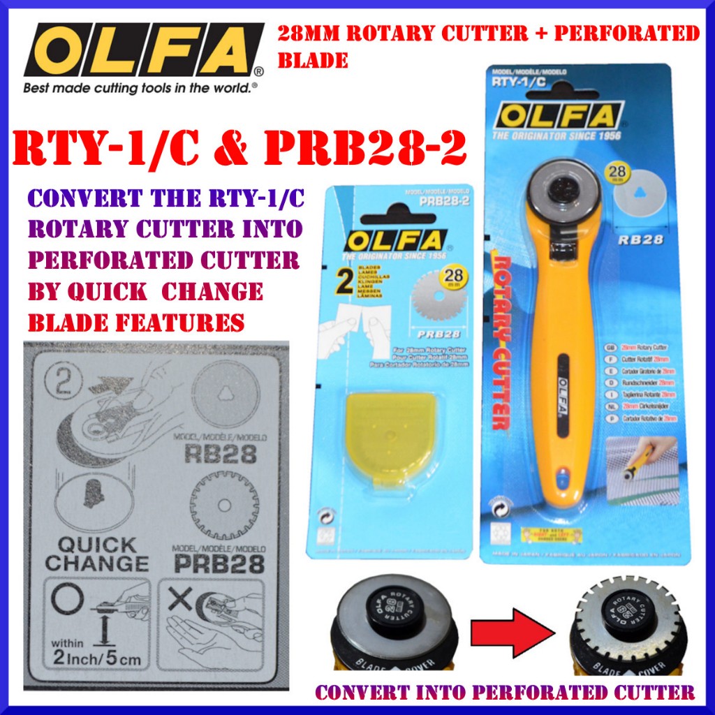 Olfa 28mm Plain Cutter and Perforated Blade Combo | Shopee Philippines