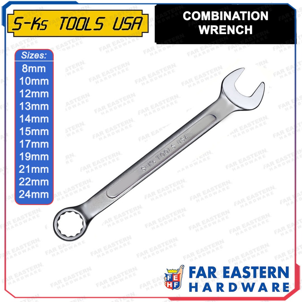 SKS Combination Wrench Spanner Open Close 8mm 10mm 12mm 13mm 14mm 15mm 17mm 19mm 21mm 22mm 24mm ...