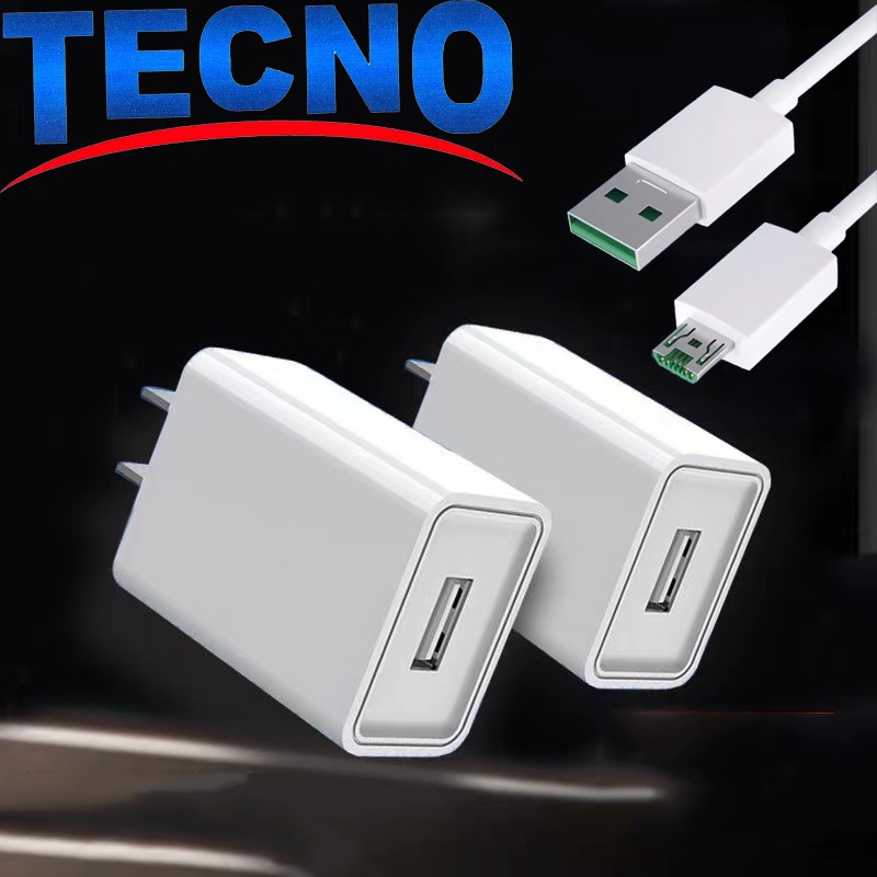 100% Original Fast Charging Tecno Charger 2.1A Micro USB Cable Adapter ...