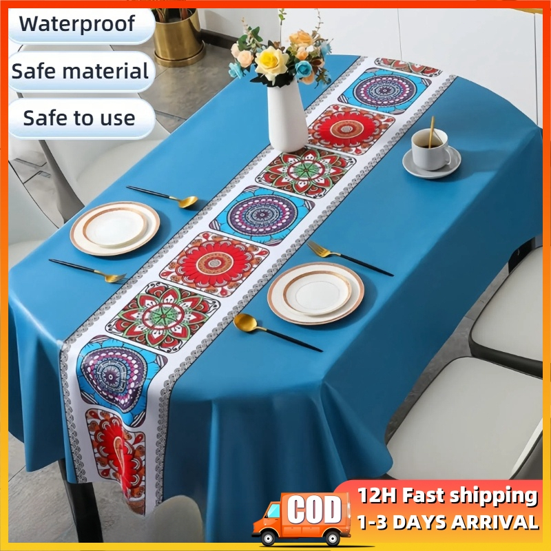 Mantel/Tablecloth PVC Waterproof Antifouling Cover Outdoor Dining Table ...